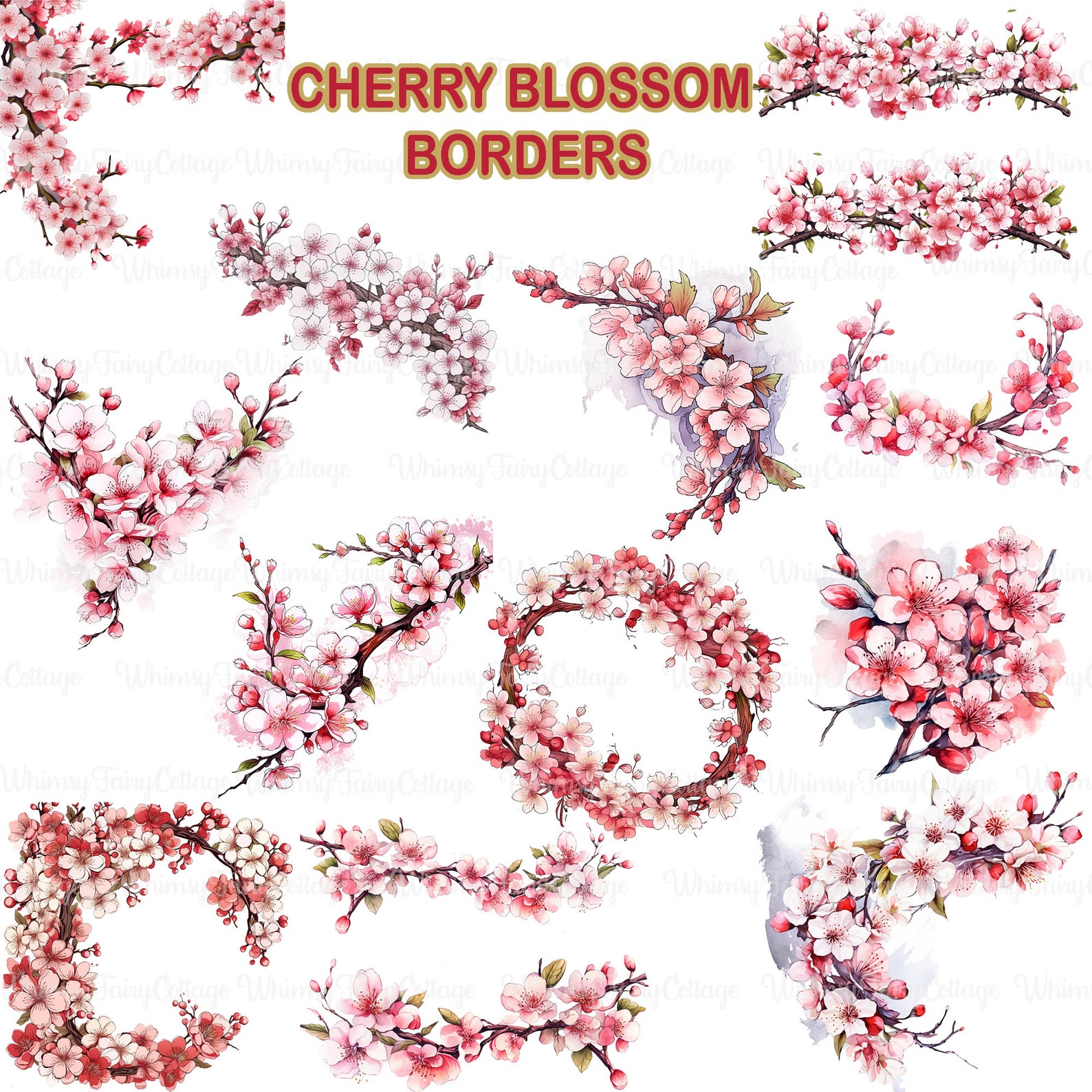 Cherry Blossom Border Clipart PNG Transparent, Pink Flower Border PNG ...