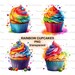 4 Rainbow Cupcakes Clipart, Birthday Cupcake, Party Cupcakes Clipart ...