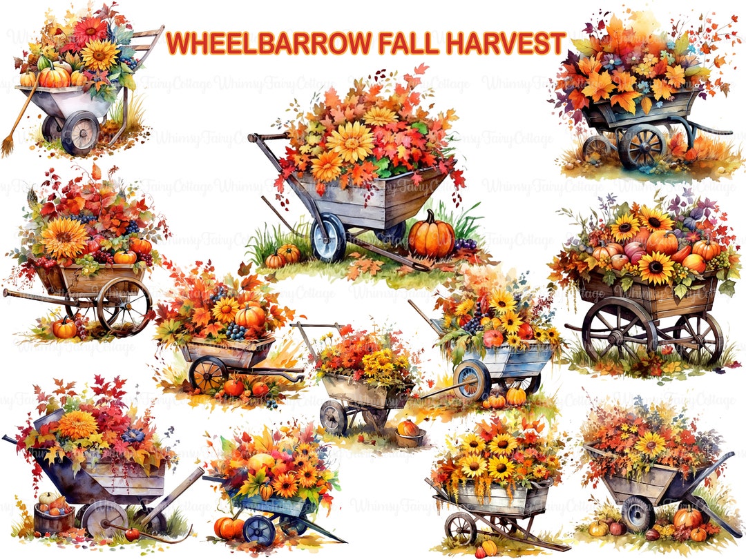 Wheelbarrow Fall Harvest Clipart PNG Transparent, Autumn Foliage PNG ...