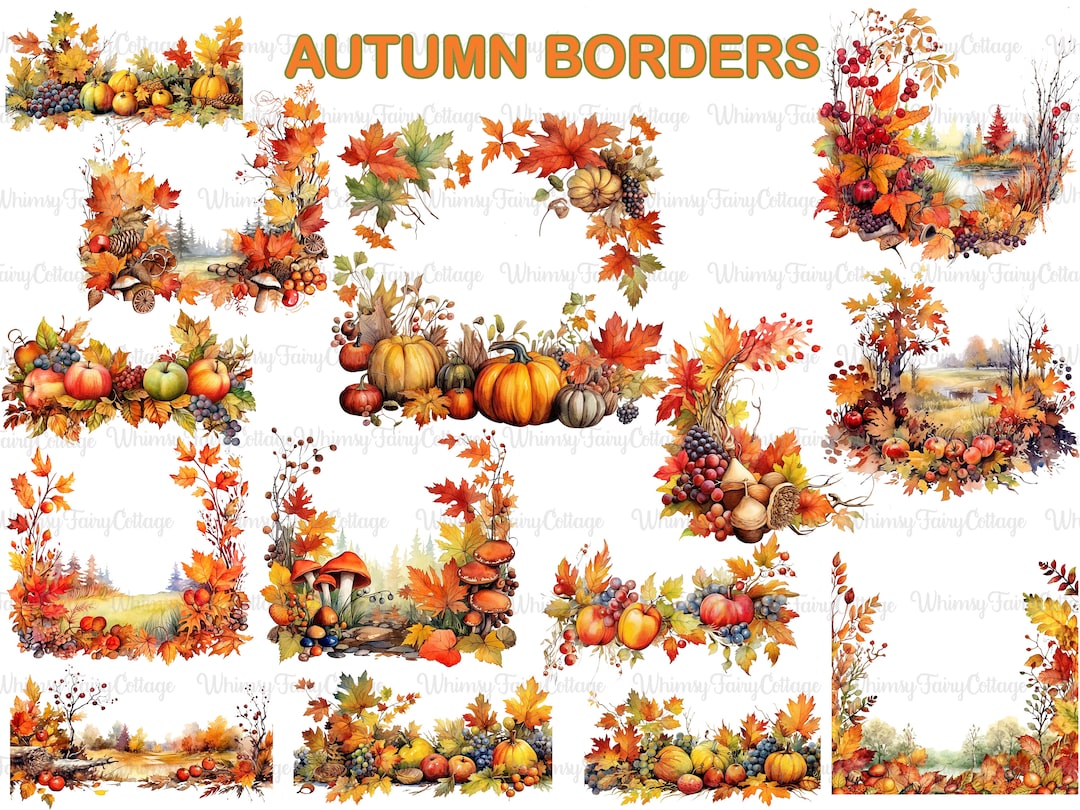 Autumn Border Clipart, Journaling Fall Borders, Sublimation Border PNG ...