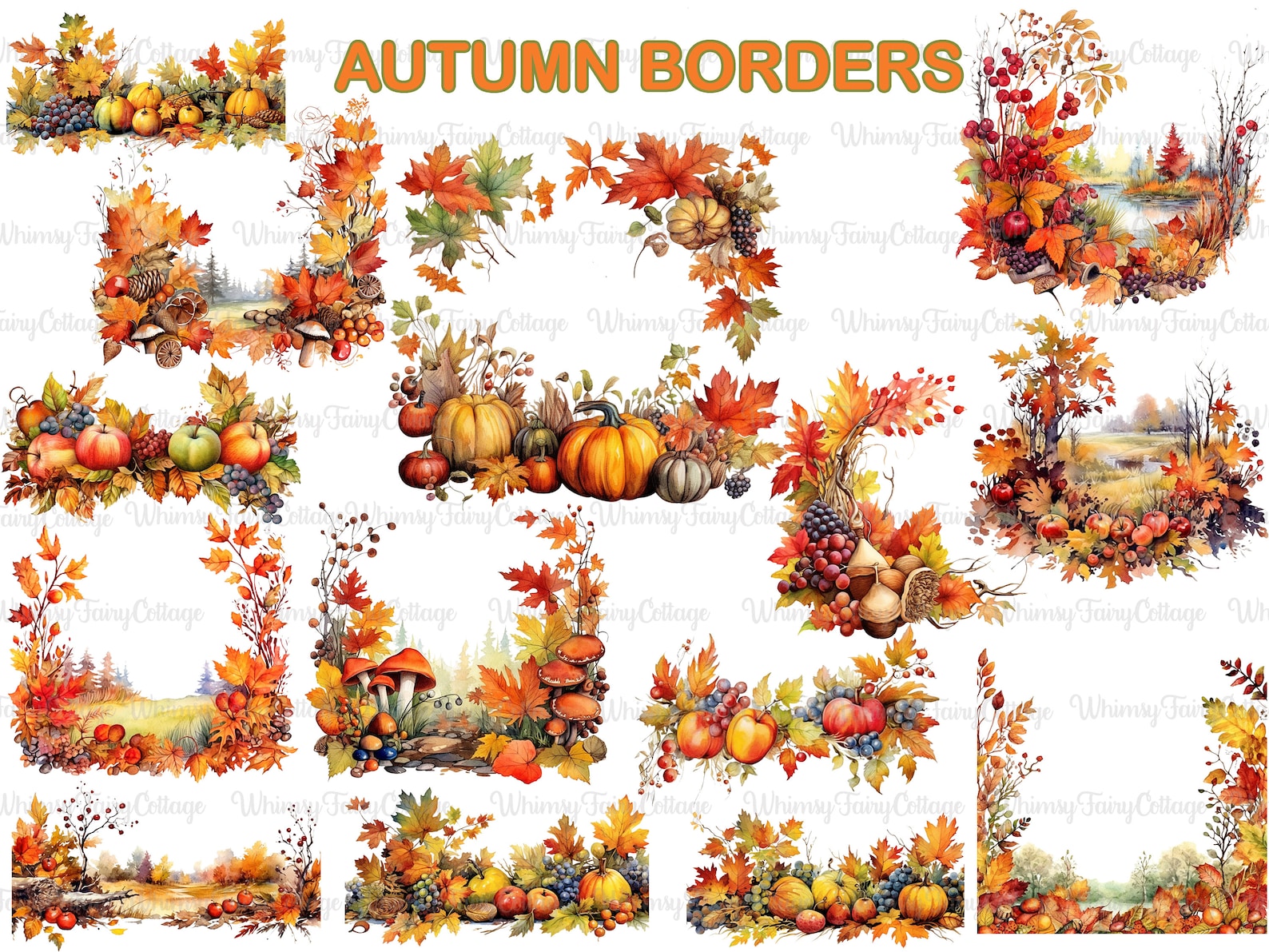 Autumn Border Clipart, Journaling Fall Borders, Sublimation Border PNG ...