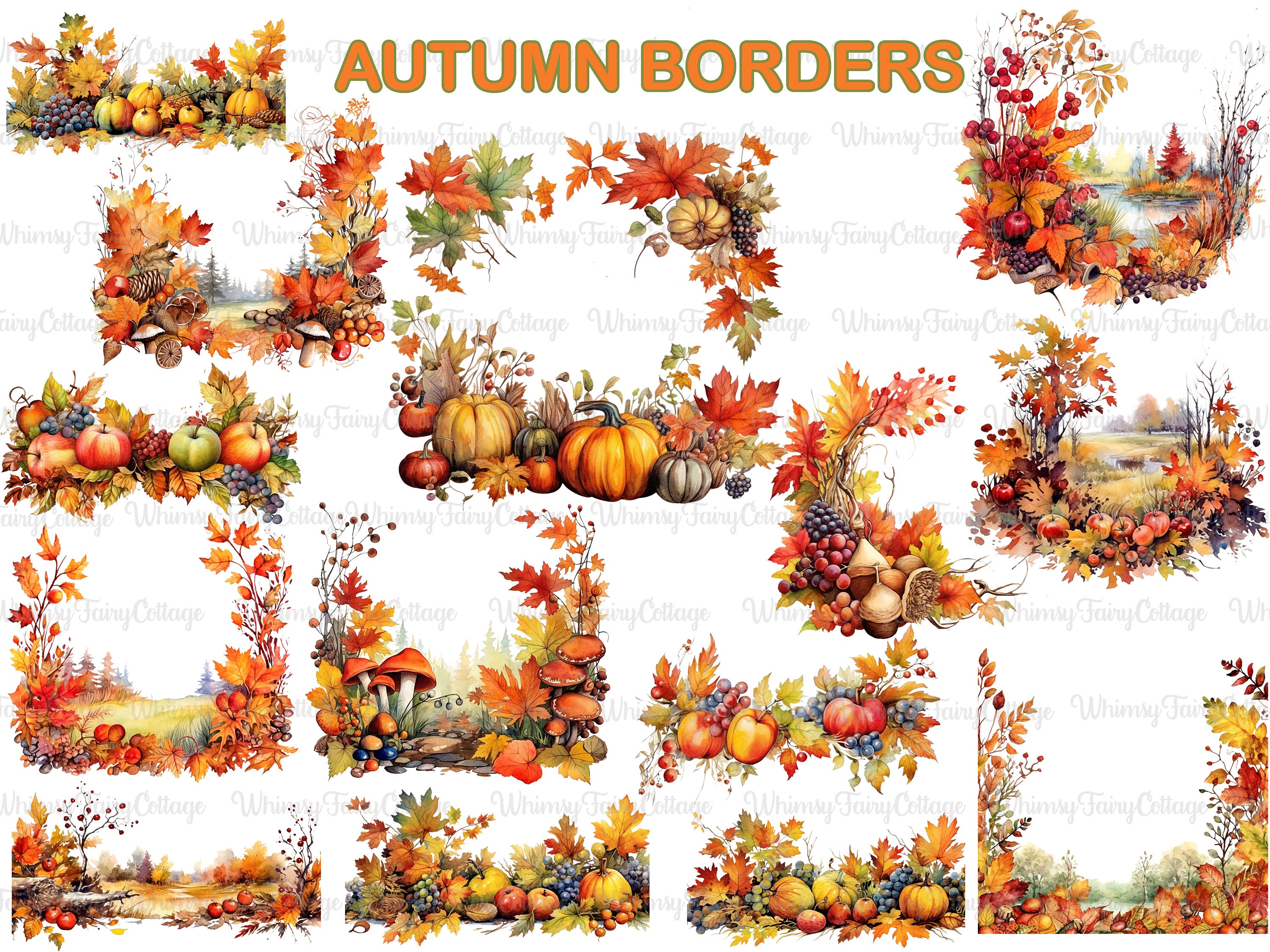 Autumn Border Clipart, Journaling Fall Borders, Sublimation Border PNG ...