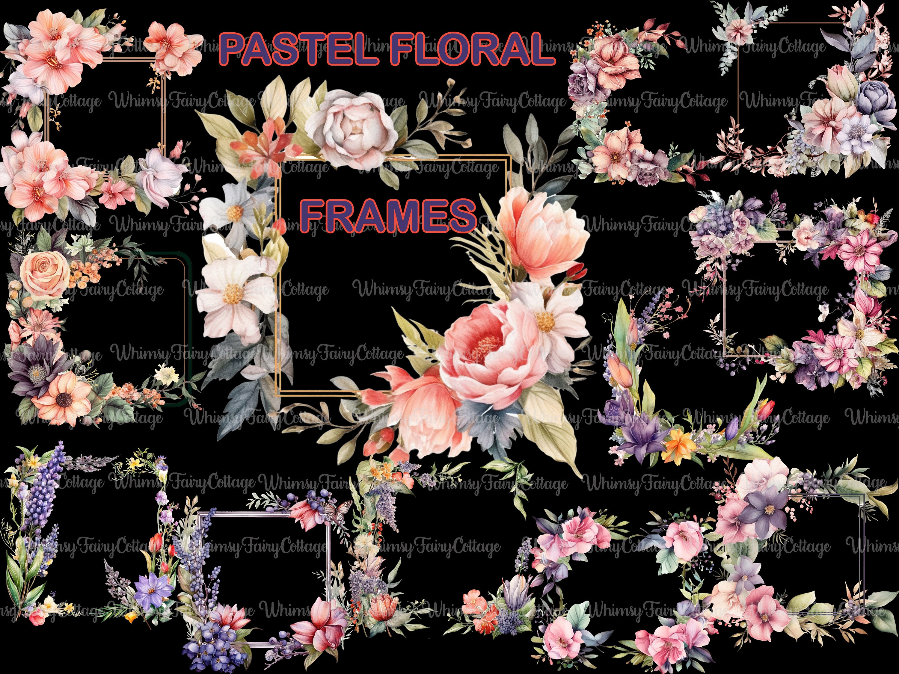 Spring Flowers Borders and Frames Clipart PNG Transparent, Pastel ...