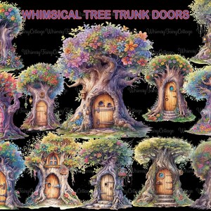 12 Whimsical Tree Trunk Door Clipart, Fantasy Doors PNG, Sublimation ...