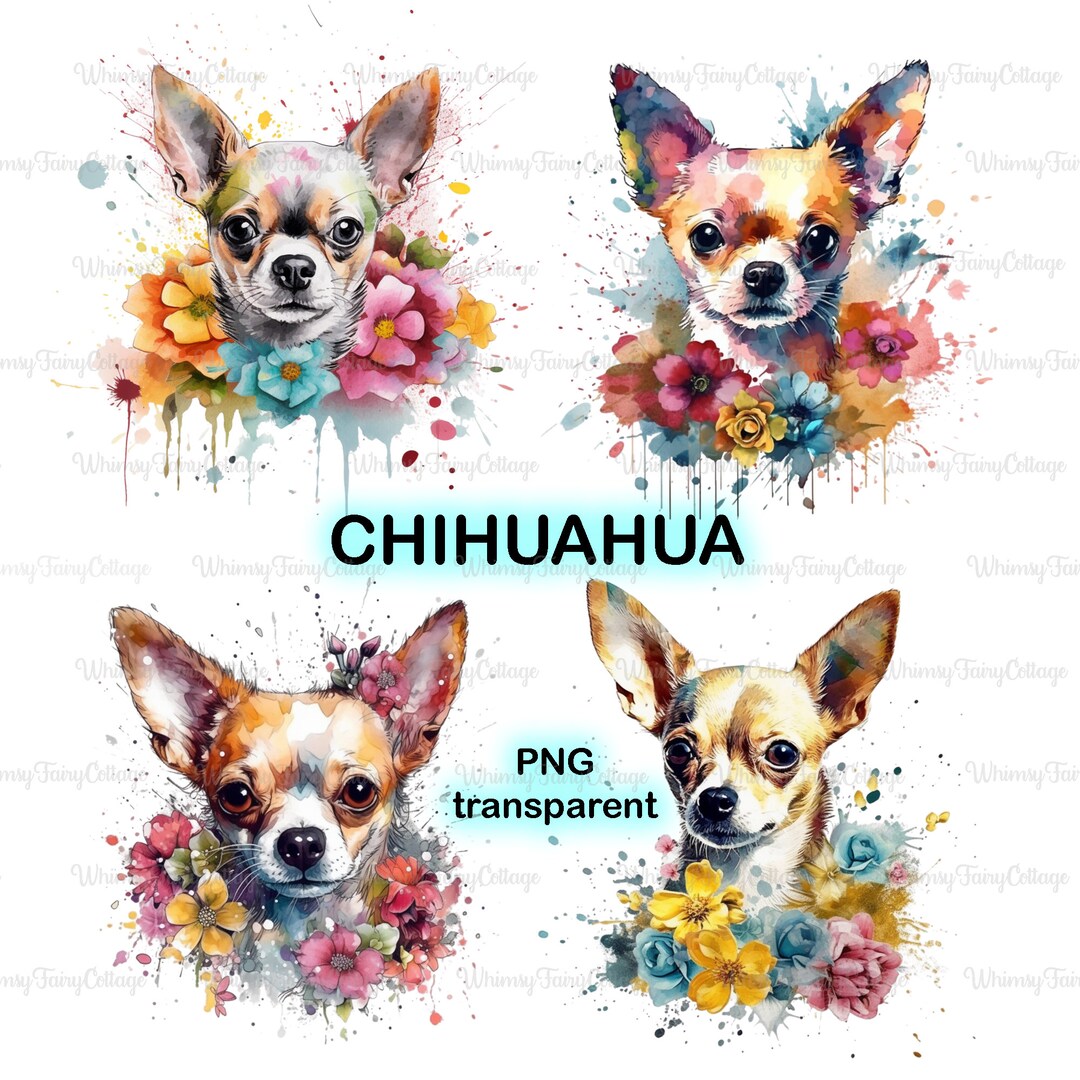 4 Chihuahua Clipart Watercolor Chihuahua Sublimation Clipart - Etsy