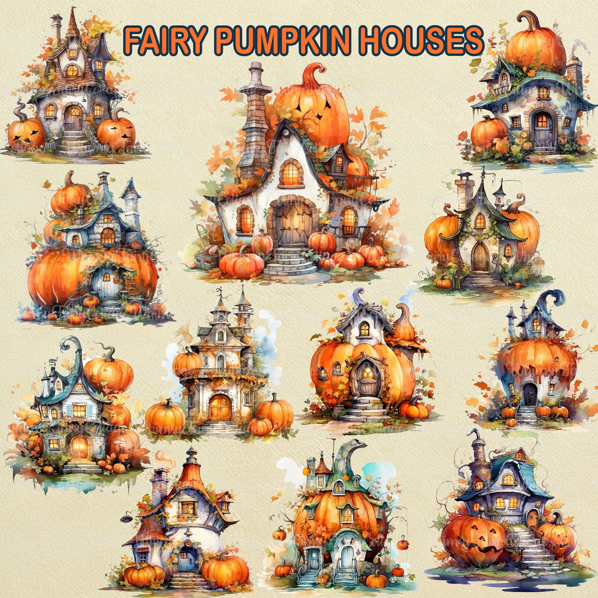 Fairy Pumpkin House Clipart PNG Transparent, Fairy Cottages Digital ...