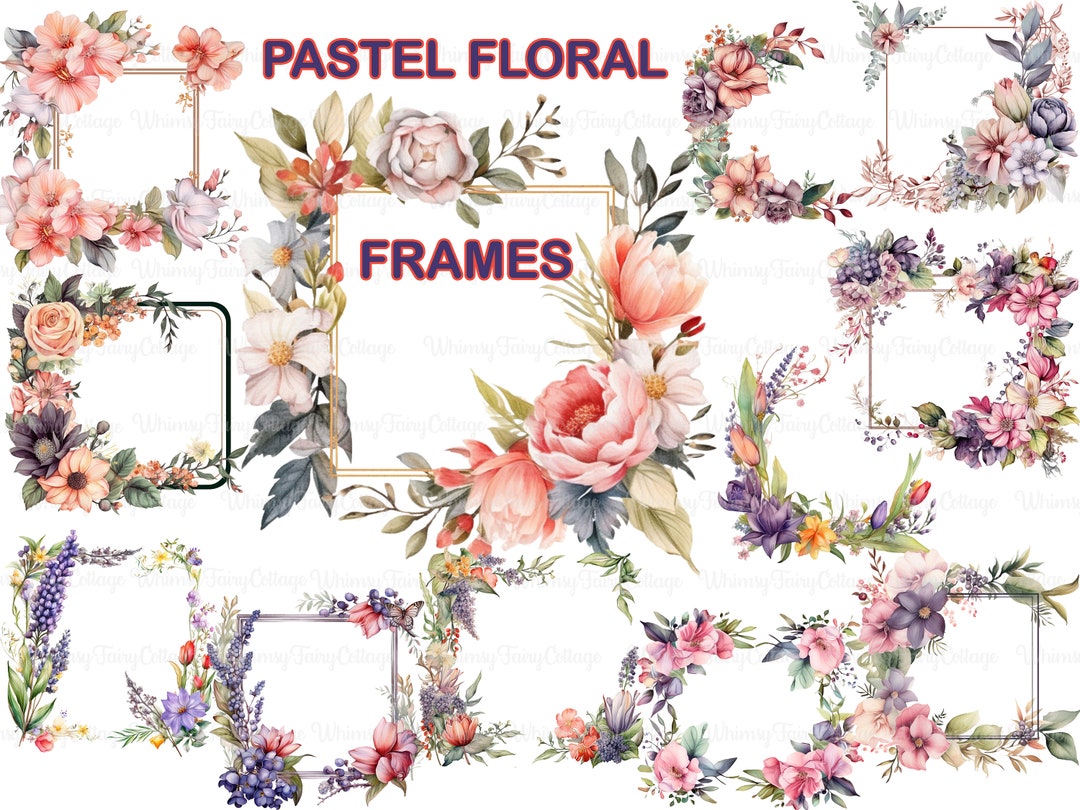 Spring Flowers Borders and Frames Clipart PNG Transparent, Pastel ...