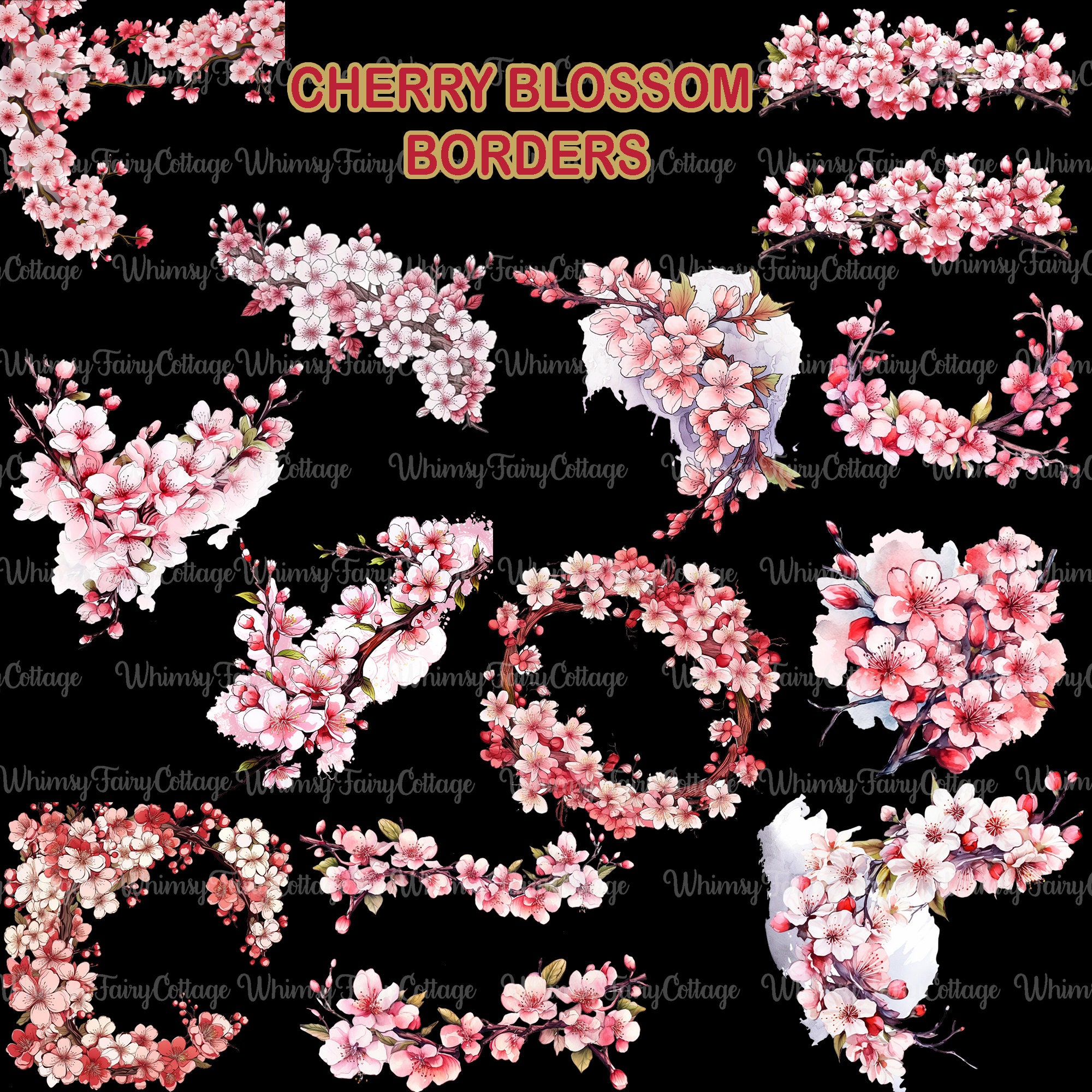 Cherry Blossom Border Clipart PNG Transparent, Pink Flower Border PNG ...