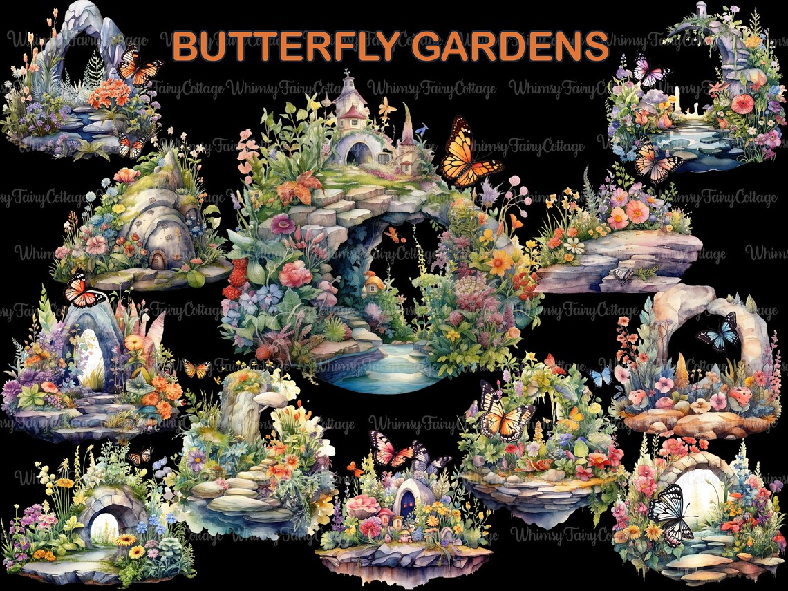 Butterfly Garden Clipart PNG Transparent, Garden Elements PNG ...