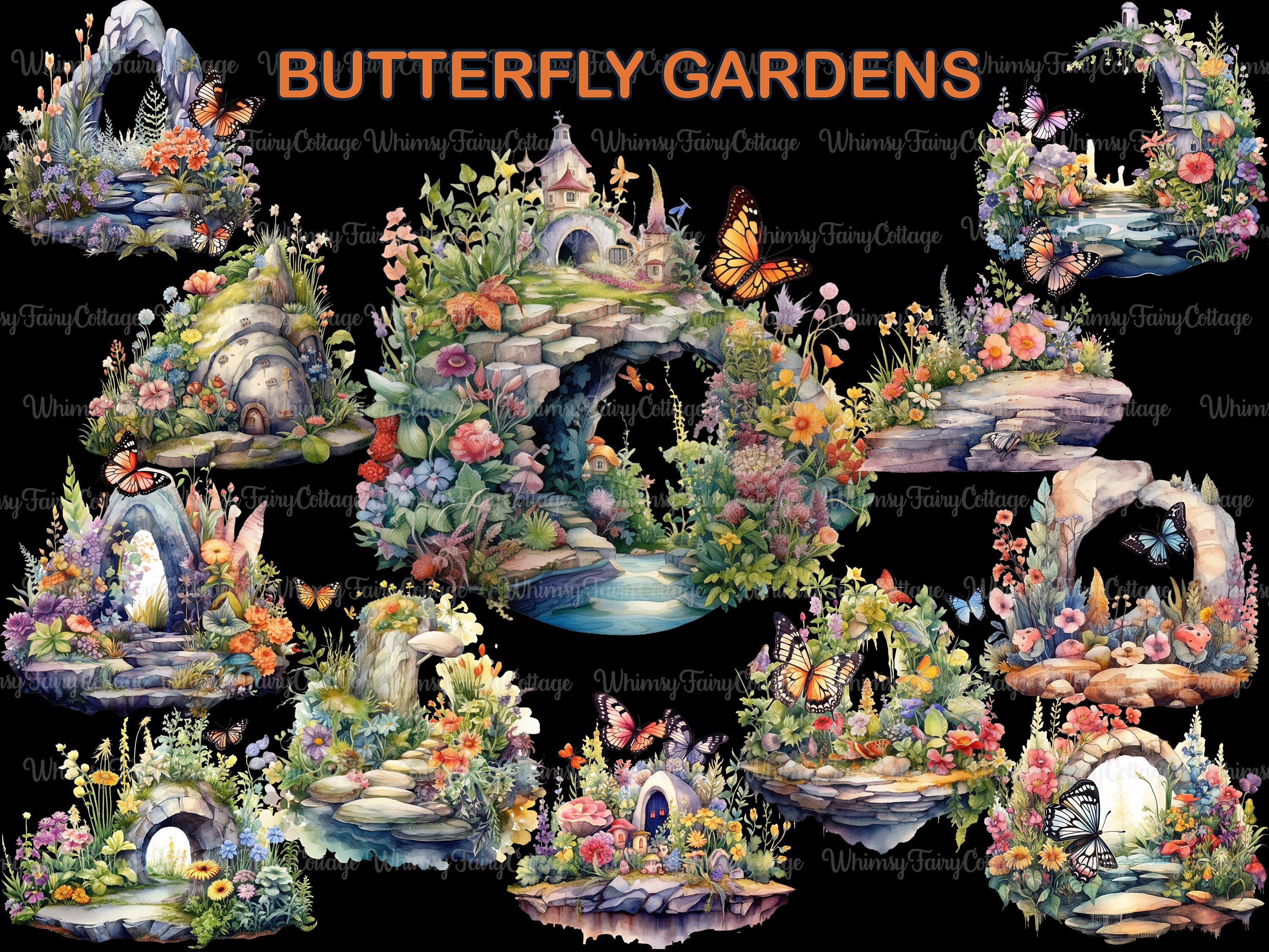 Butterfly Garden Clipart PNG Transparent, Garden Elements PNG ...