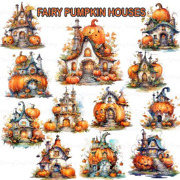 Halloween Pumpkin House Clipart - Etsy