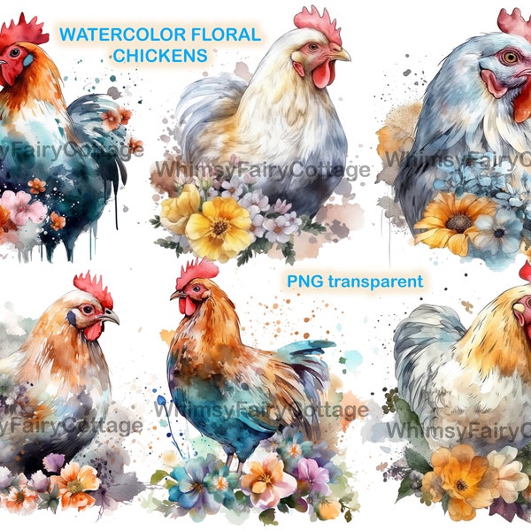 Digital Chicken Clipart - Etsy