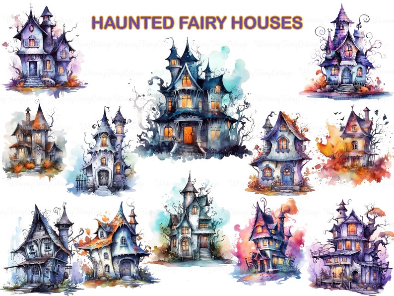 Haunted Fairy House Clipart PNG Transparent, Halloween Houses Digital ...