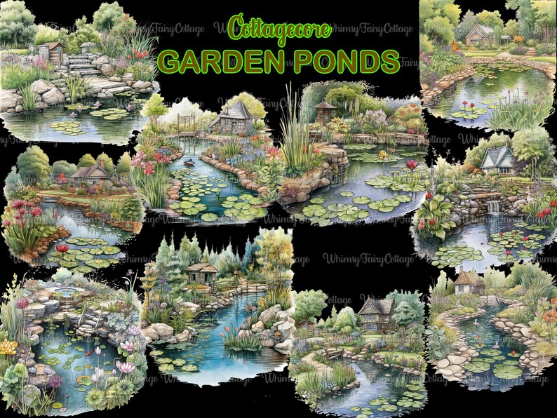 Cottagecore Garden Pond Clipart PNG Transparent, Pond Gardens PNG ...
