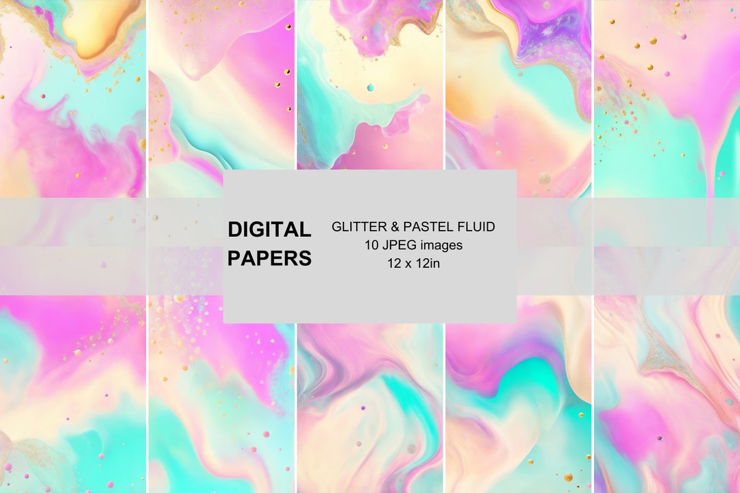 Digital Paper Pastel Glitter Fluid Pattern, Digital Download Paper ...