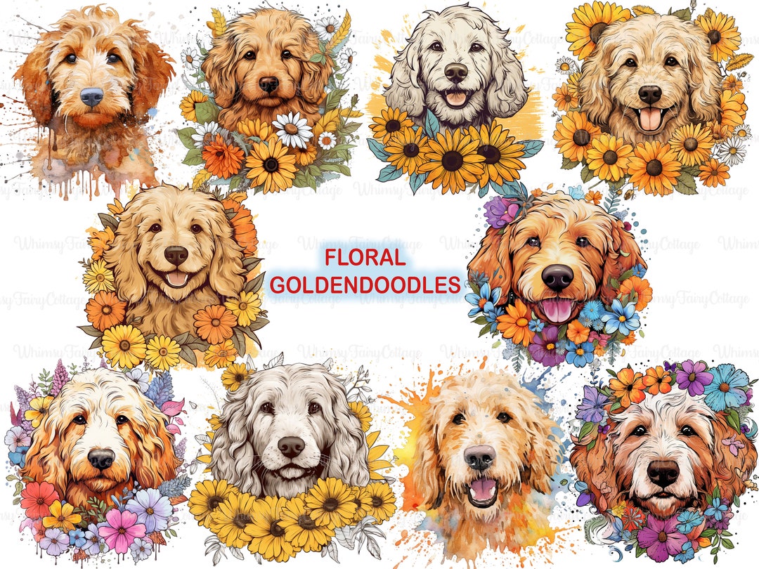 Goldendoodles PNG Clipart PNG Transparent, Sunflower Dog Portrait ...