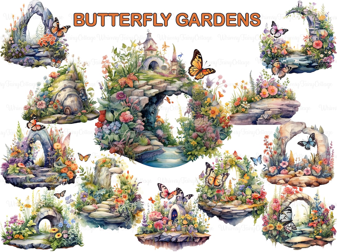 Butterfly Garden Clipart PNG Transparent, Garden Elements PNG ...