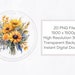 Watercolor Sunflowers Bouquet Clipart Bundle - 20 Png,transparent ...