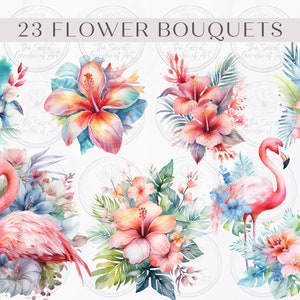 Watercolor Tropical Flowers & Frames Clipart -28 Png,transparent ...