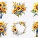 Watercolor Sunflowers Bouquet Clipart Bundle - 20 Png,transparent ...