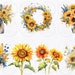 Watercolor Sunflowers Bouquet Clipart Bundle - 20 Png,transparent ...
