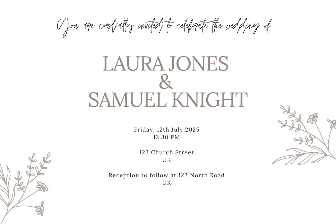 Wedding Invitation Editable PDF Template Download - Etsy