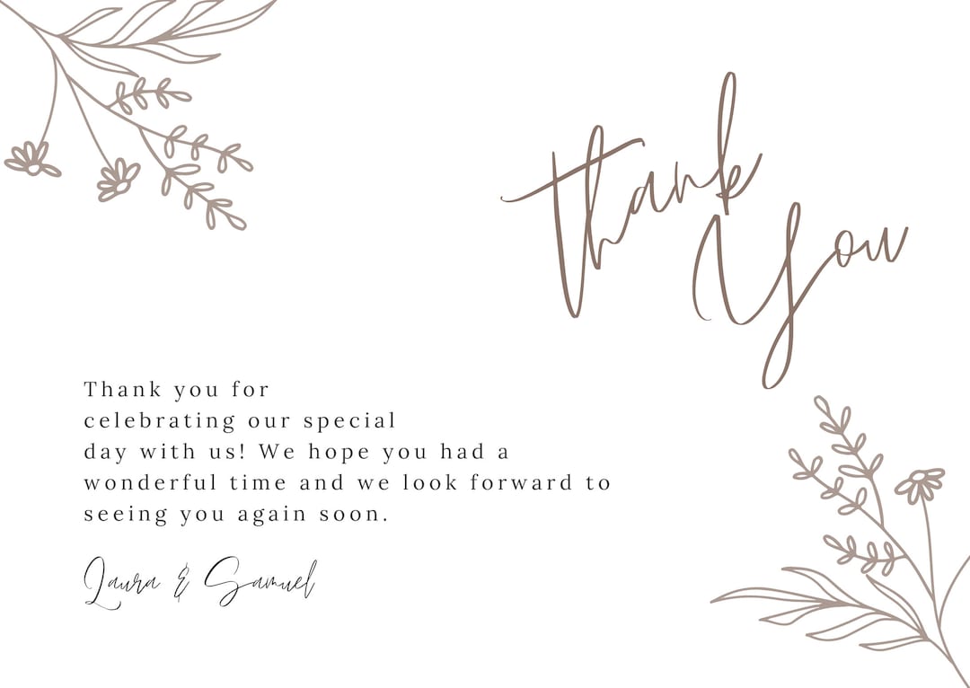 Thank You Card Editable PDF Template - Etsy