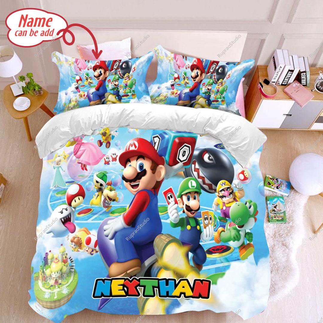 3D Super Mario Bedding Set Mario Bros Quilt Blanket Mario - Etsy