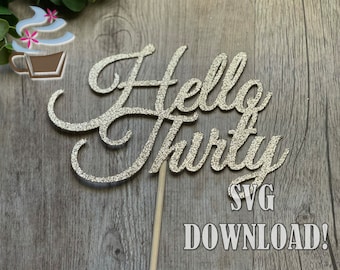 Hello Thirty Layered Cake Topper | Acrylic | Timber | 30 | Birthday ...