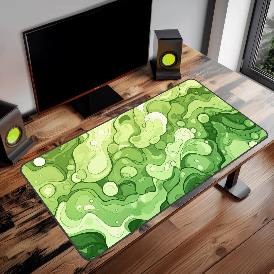 Green Desk Mat Big XL Matcha Tea Bubbles Gaming Mousepad Aesthetic ...