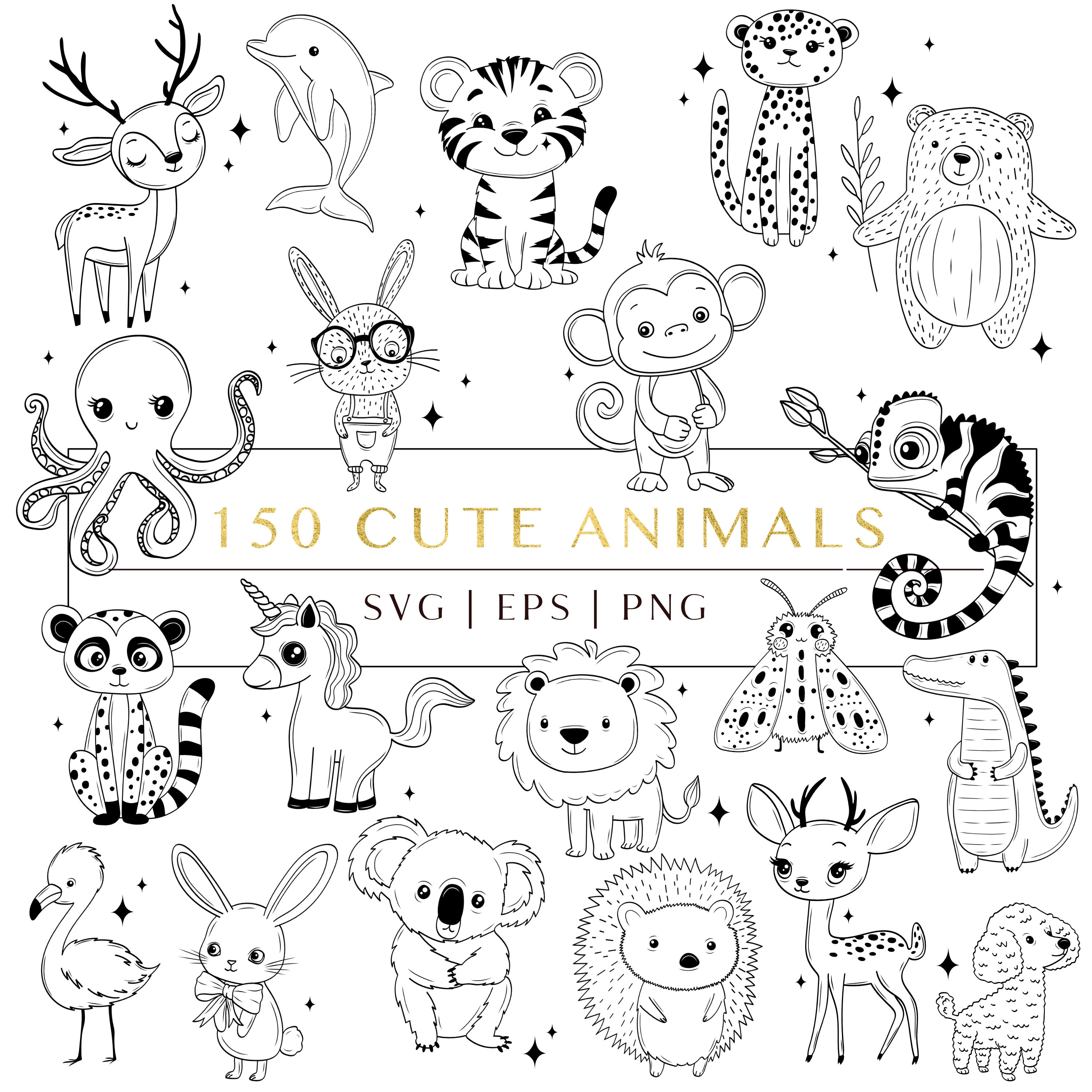 Cute Animal Svg Bundle, Tiger Svg, Animal Kingdom Svg, Elephant Svg ...
