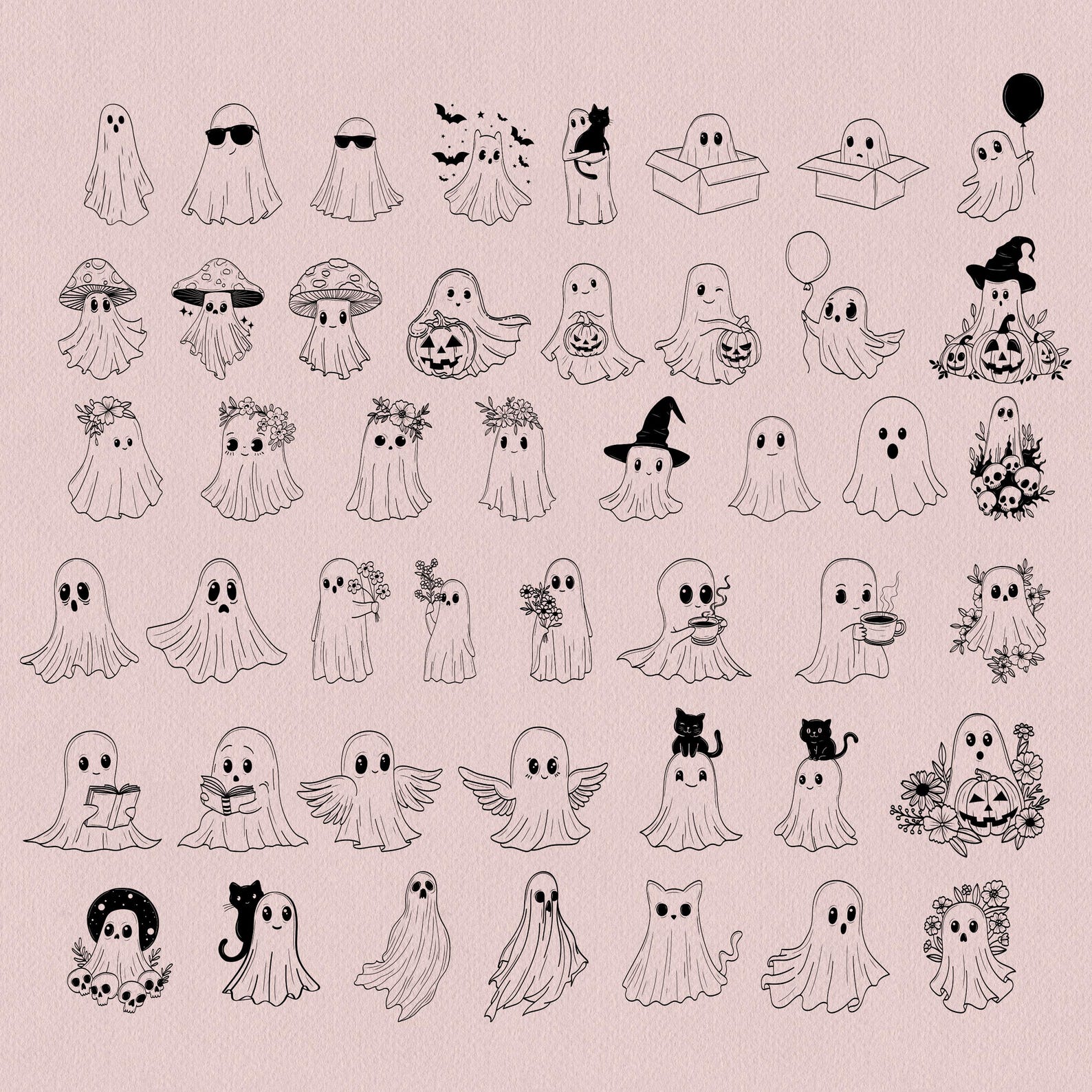 Halloween Procreate Stamps, Spooky Procreate Brush Set: Ghost, Pumpkin ...
