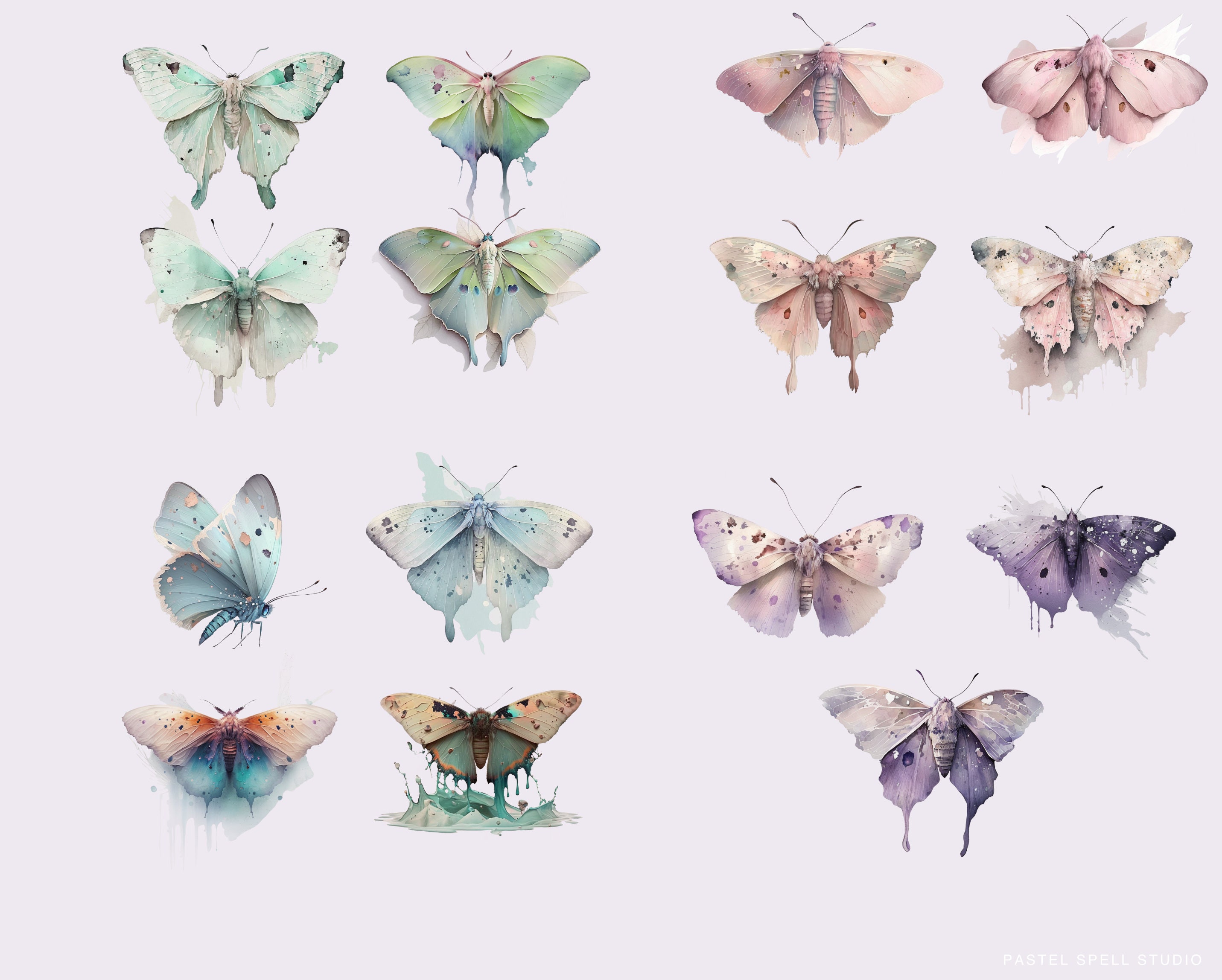 Moth Clipart Watercolor Butterfly Clipart Dreamy Pastel Clip - Etsy