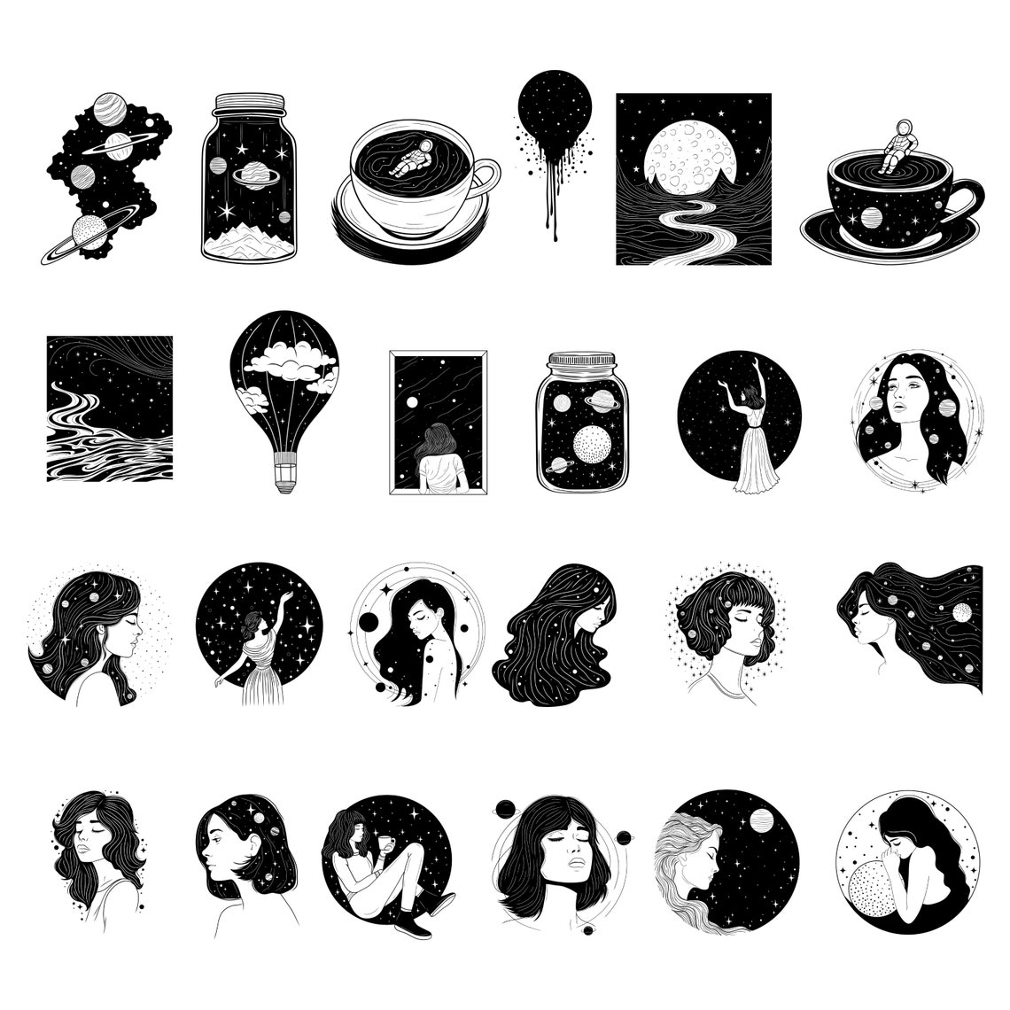 Celestial Svg, Galaxy, Astronaut, Space, Planets, Stars, Butterfly ...