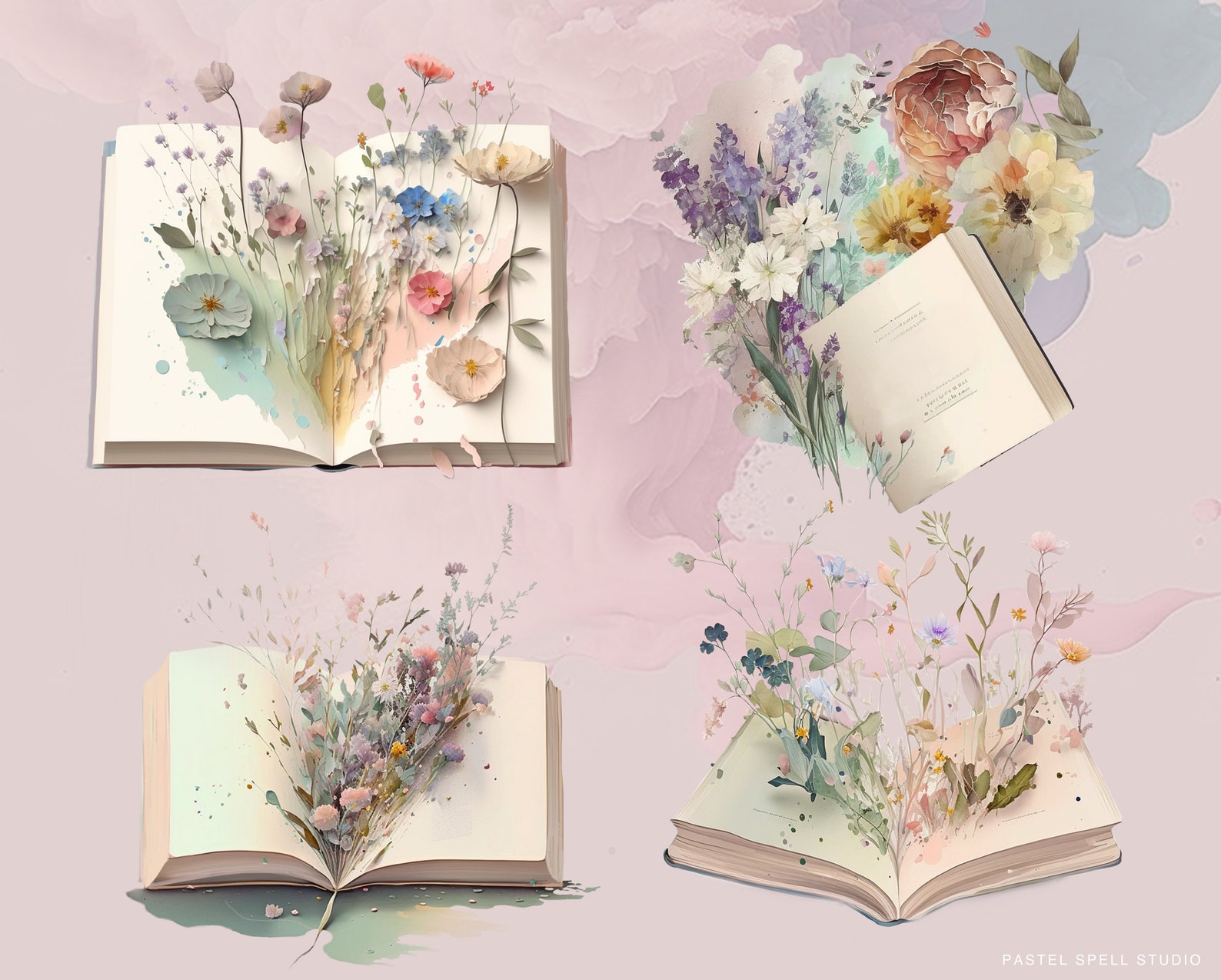 Book Clipart, Watercolor Clipart Bundle, Reading Books Png, Book Lovers ...