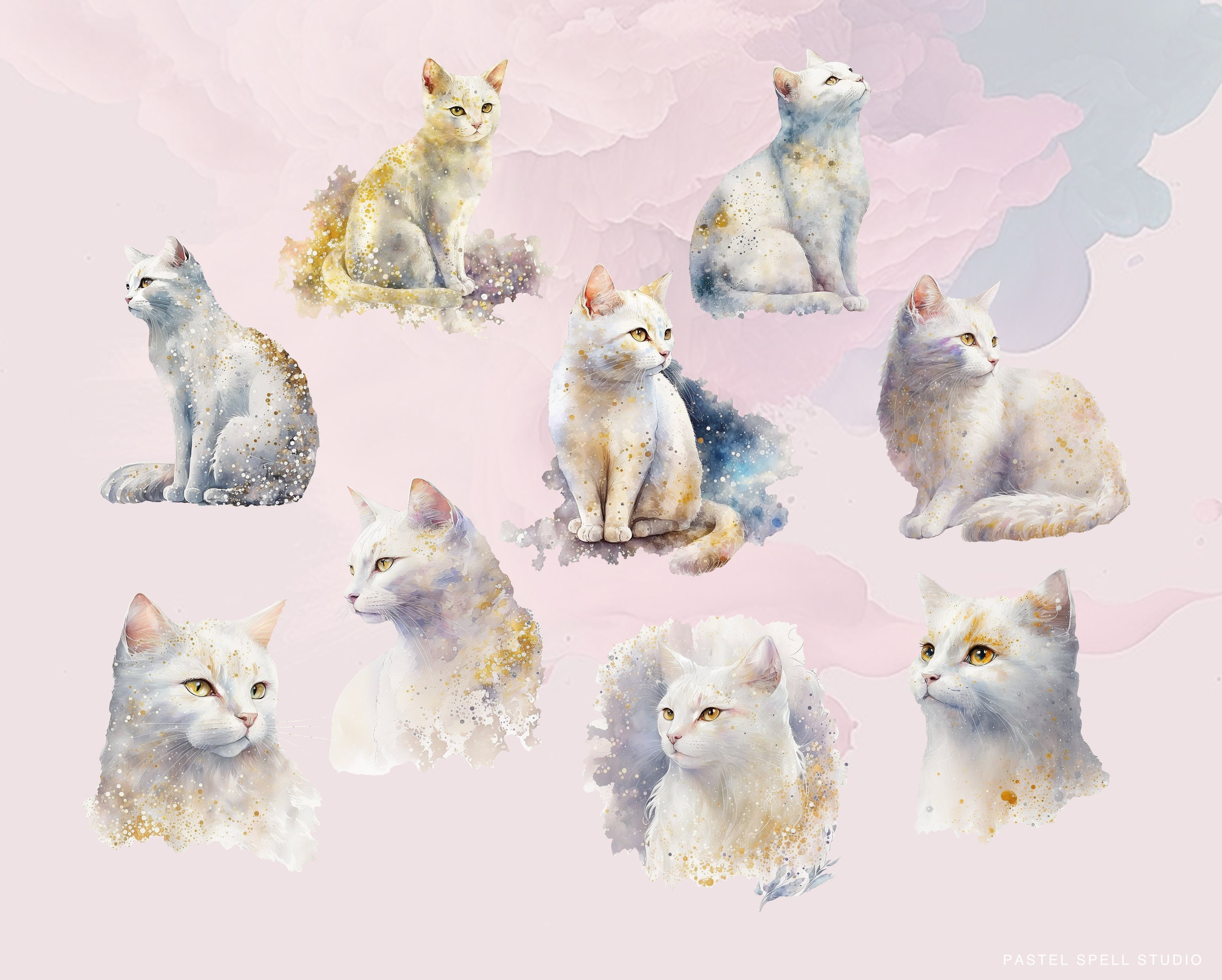 Magical Gold Glitter Animal Clipart Bundle, Unicorn Clipart, Watercolor ...