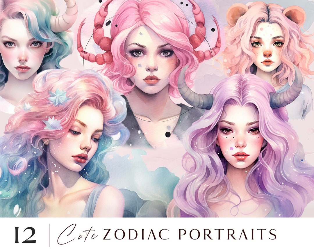 Zodiac Png, Cute Zodiac Signs Portraits Clipart, Magical Astrology ...