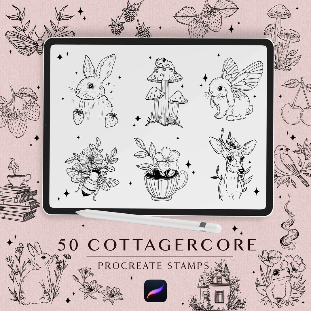 Cottagecore Procreate Stamps, Animal Procreate Brushes, Procreate ...