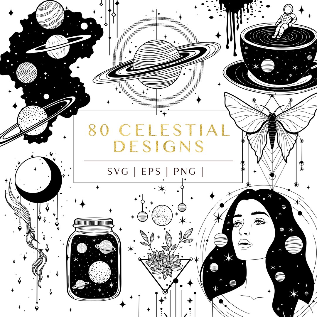 Celestial Svg, Galaxy, Astronaut, Space, Planets, Stars, Butterfly ...
