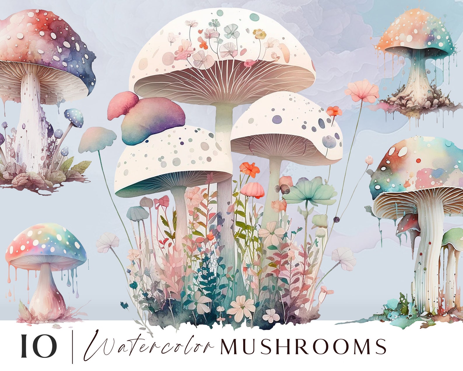 Cute Pastel Mushroom Png, Mushroom Clipart, Watercolor Forest Elements ...
