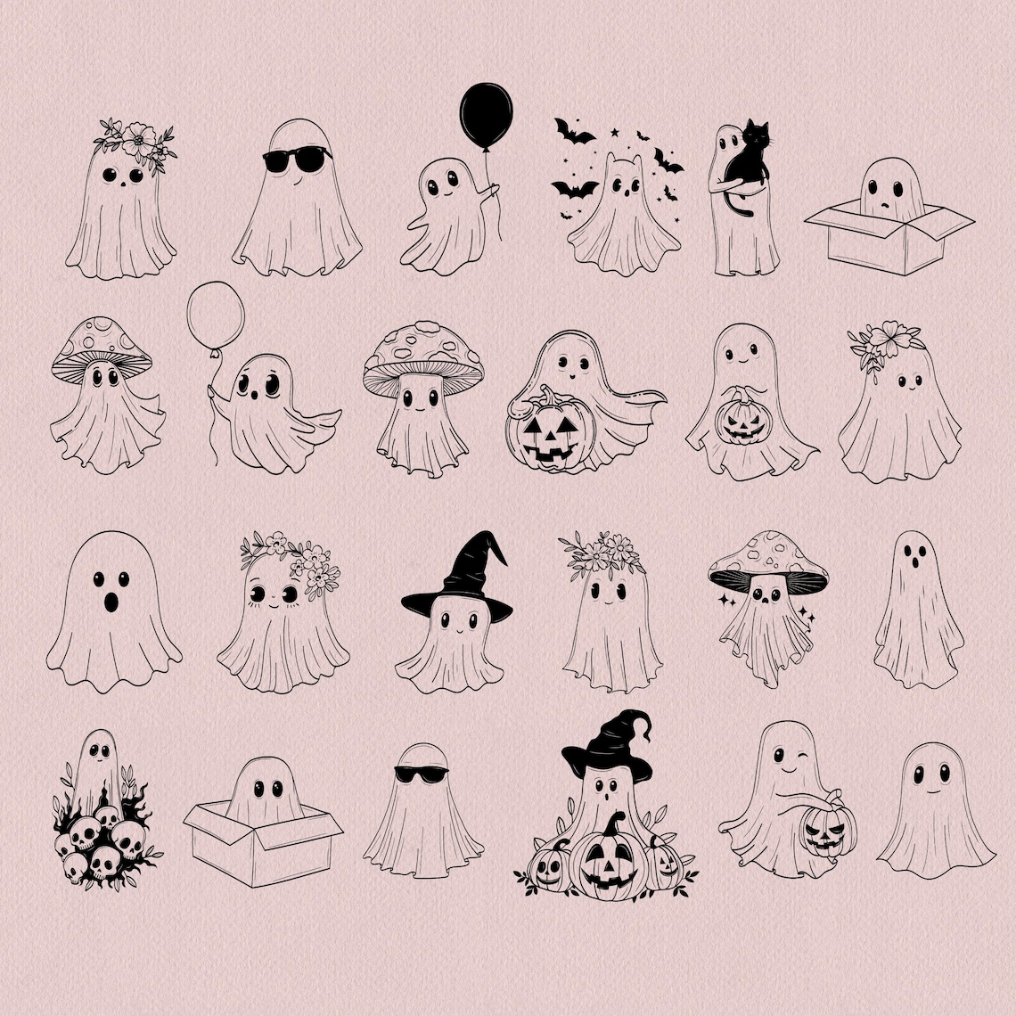 Ghost Procreate Stamps, Spooky Halloween Procreate Brush Set - Etsy