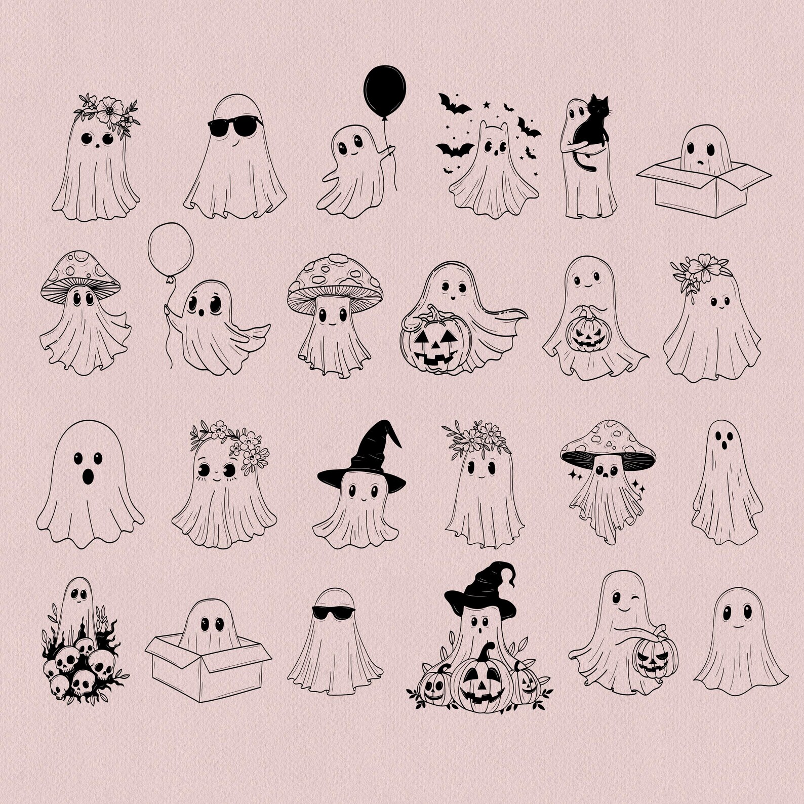 Ghost Procreate Stamps, Spooky Halloween Procreate Brush Set - Etsy