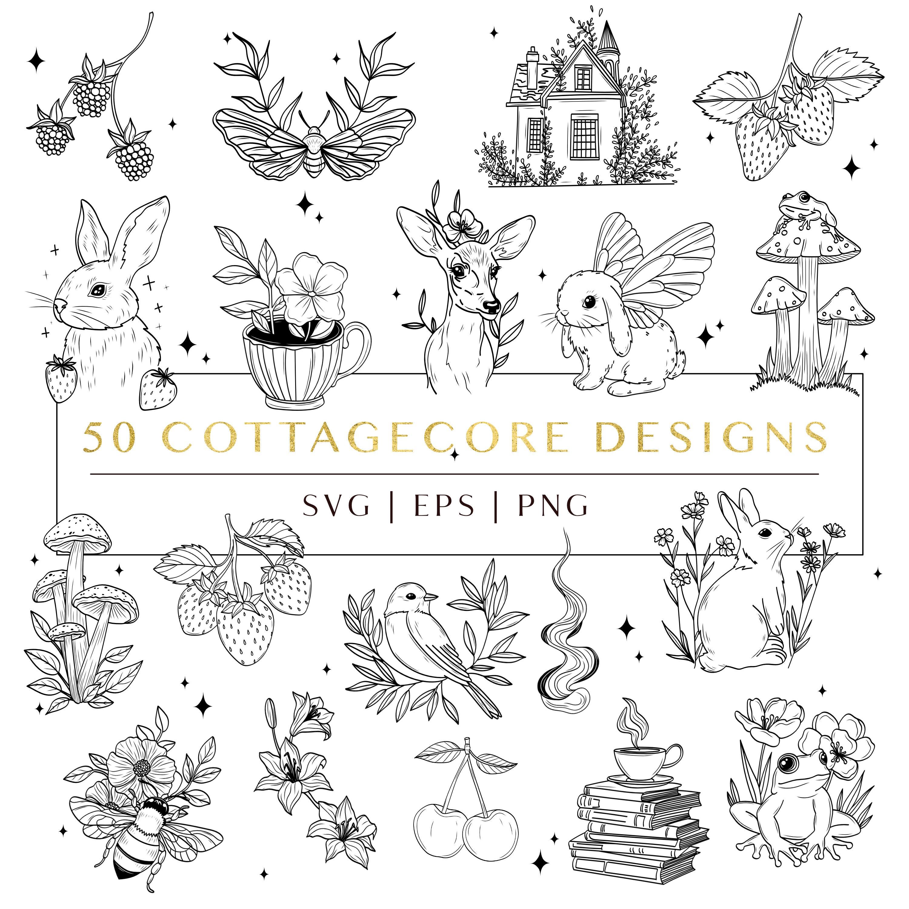 Cottagecore Svg Bundle, Butterfly Svg, Flower Svg, Cute Animals and ...