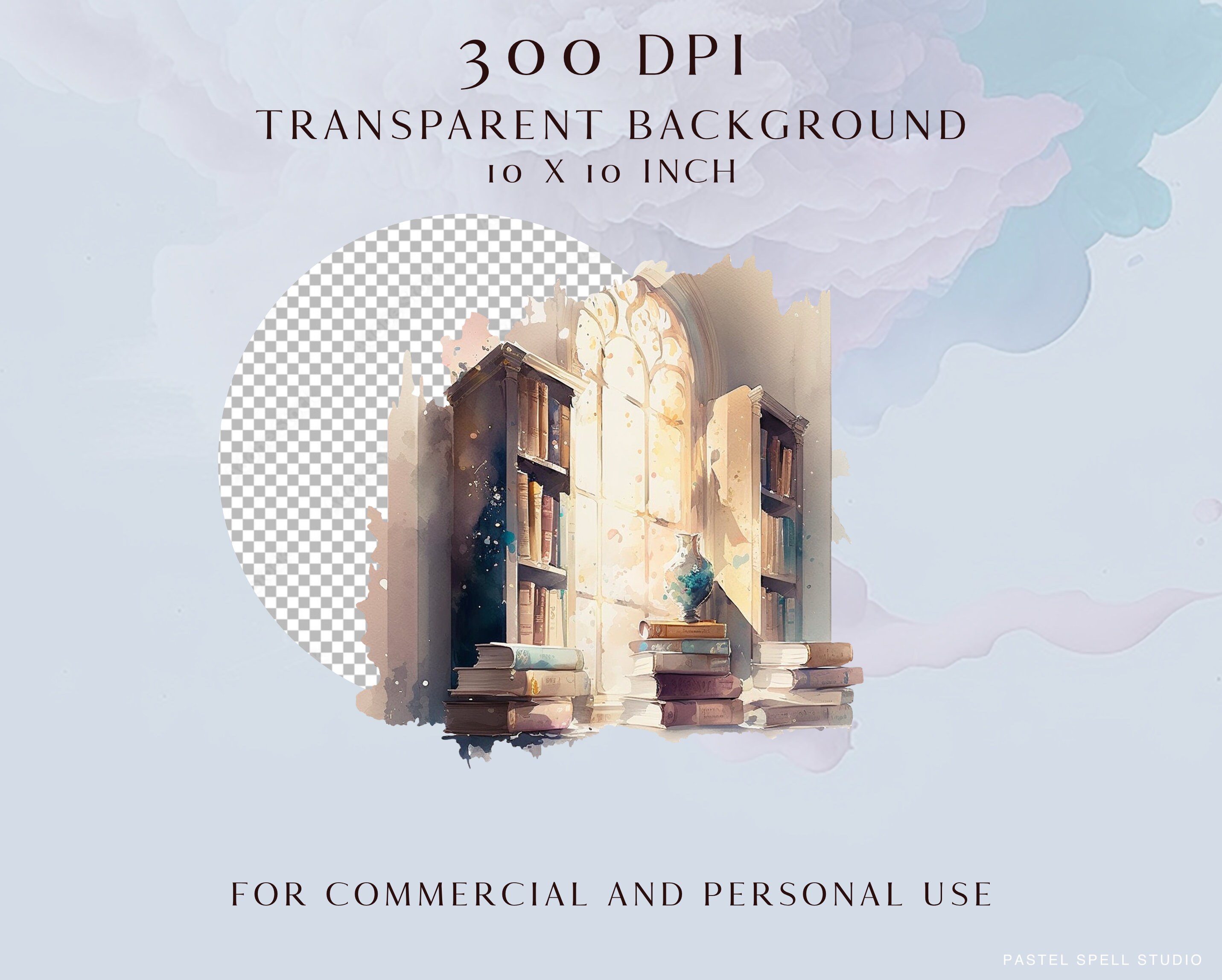 Library Window, Books Clipart, Dark Fantasy Reading Clipart, Book ...