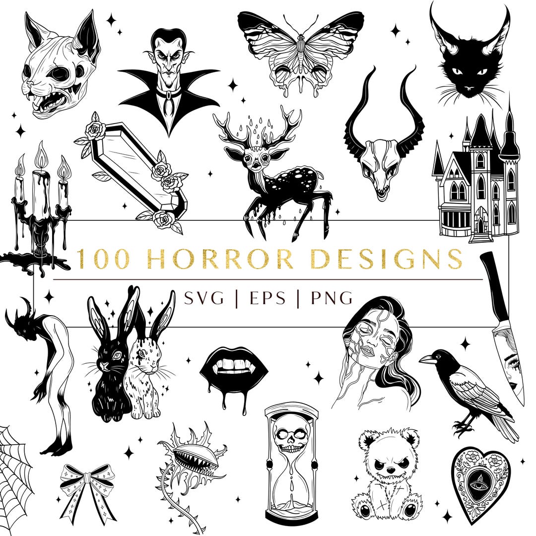 Horror SVG Bundle: Gothic Vampire, Skull, and Haunted House Vectors ...