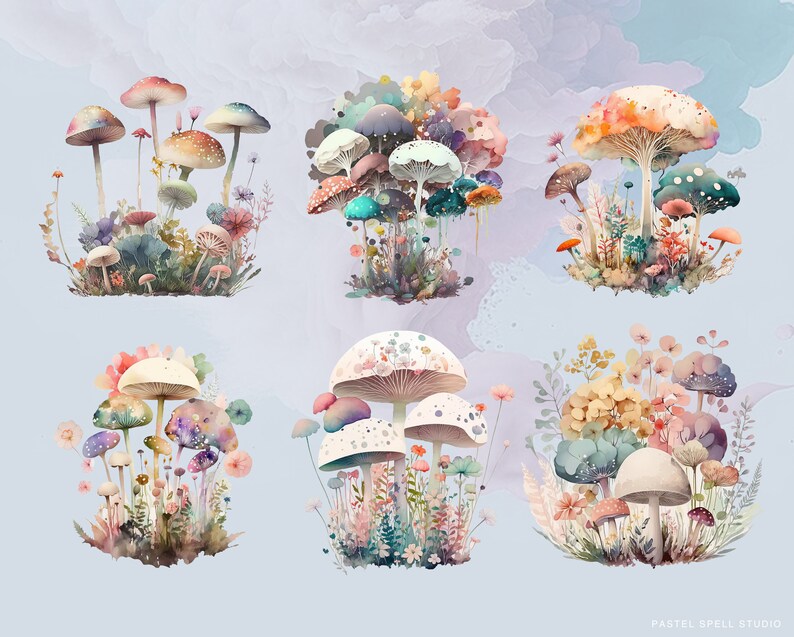 Cute Pastel Mushroom Png, Mushroom Clipart, Watercolor Forest Elements ...