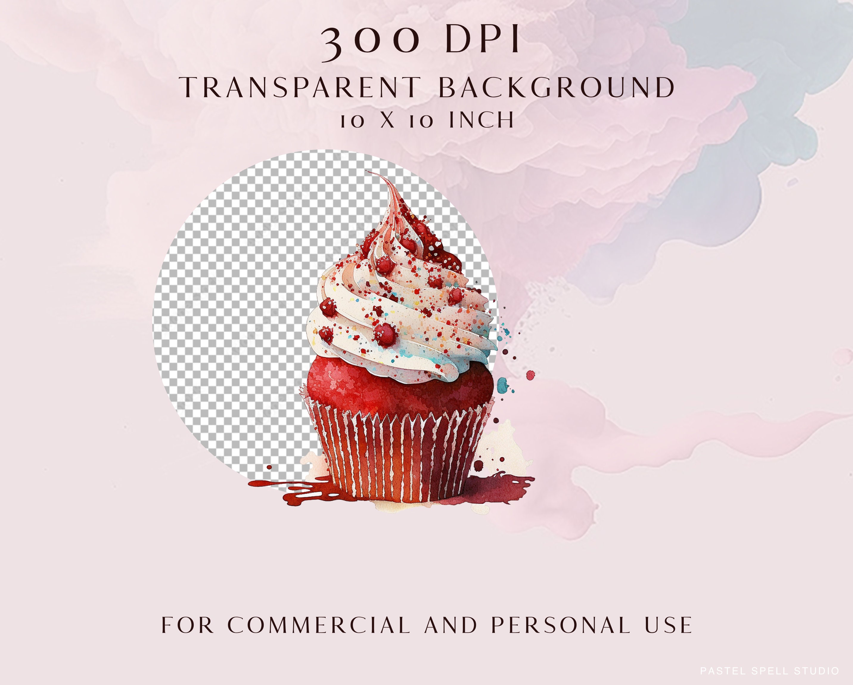 Cute Cupcake Clipart, Baking Clipart, Sweets Png, Watercolor Clipart ...