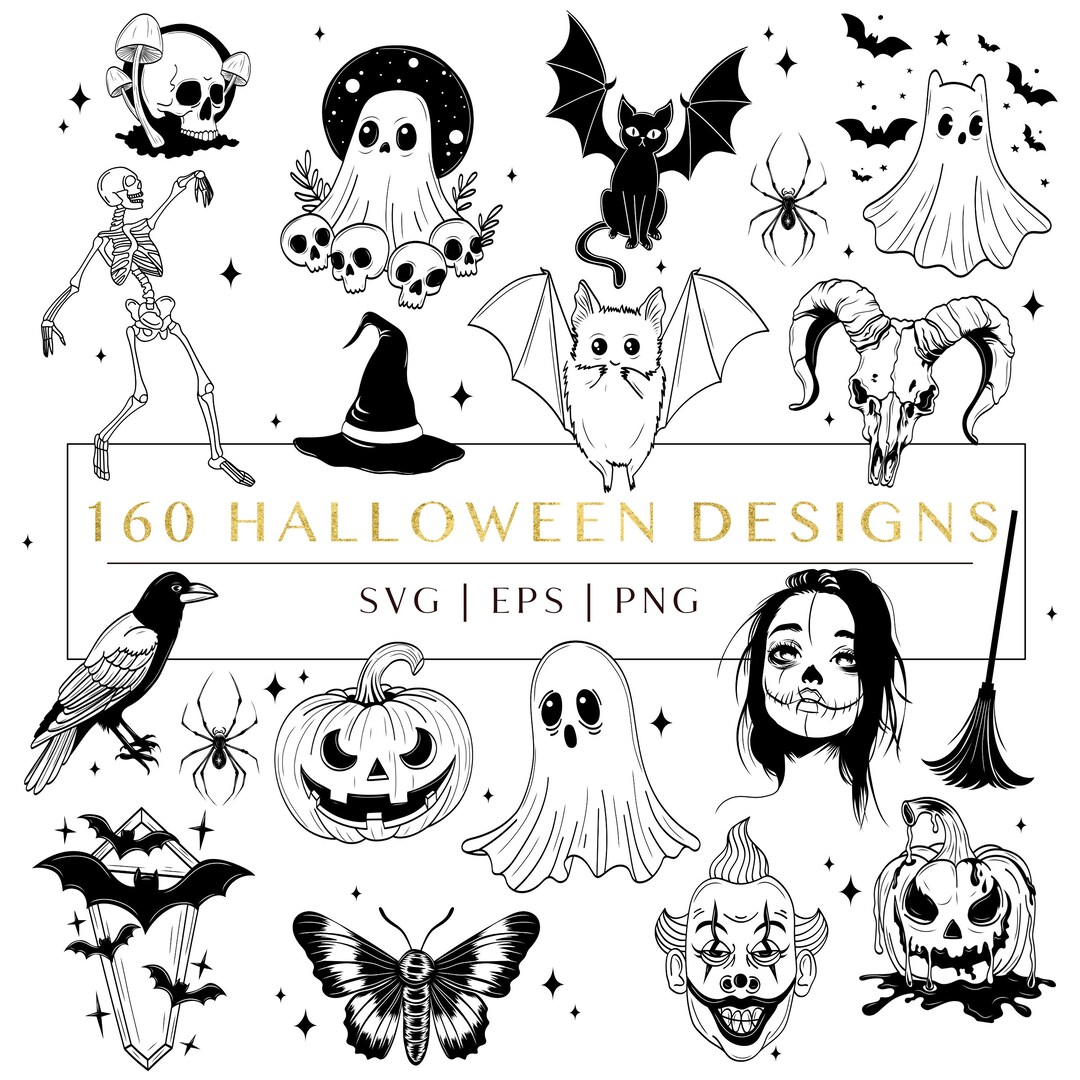 Halloween Svg Bundle, Pumpkin Svg, Ghost Svg, Witches, Skulls, Bats ...