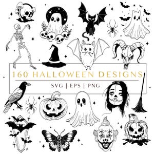 Halloween Svg Bundle, Pumpkin Svg, Ghost Svg, Witches, Skulls, Bats ...
