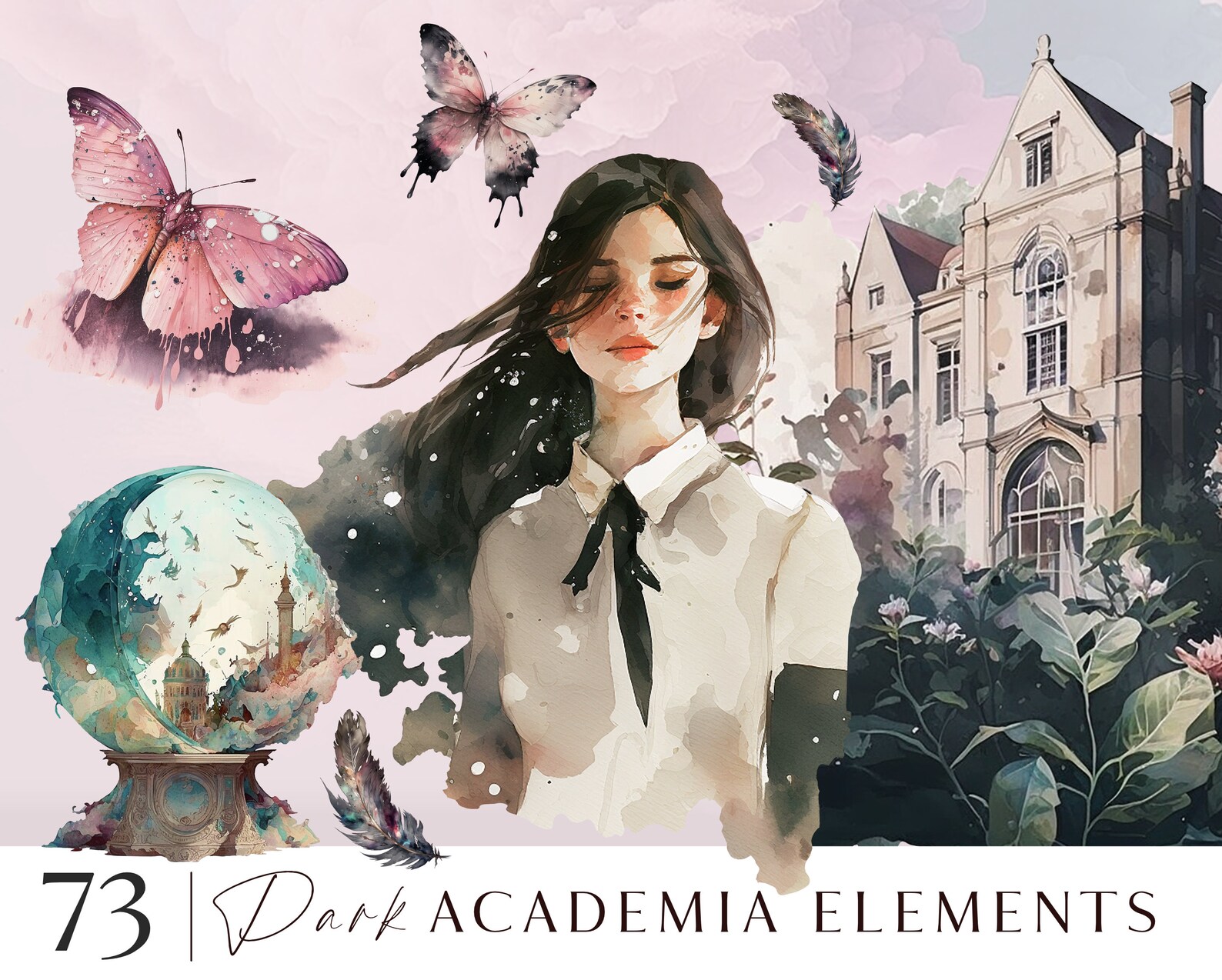 Dark Academia Clipart Bundle, Books Clipart, Dark Academia Stickers Png ...